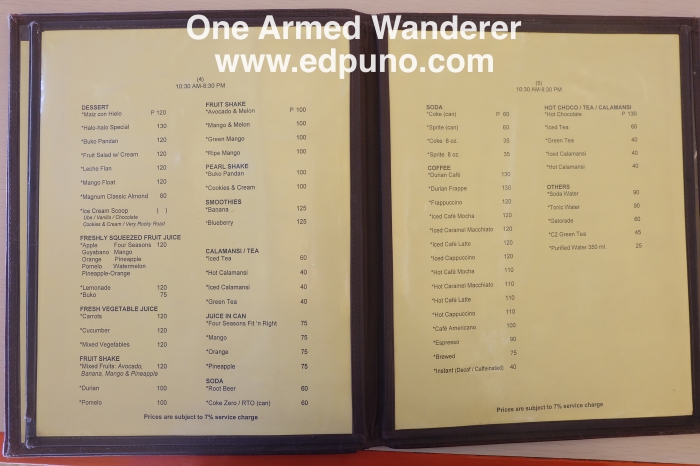 Menu 4 Paradise Island – One-Armed Wanderer